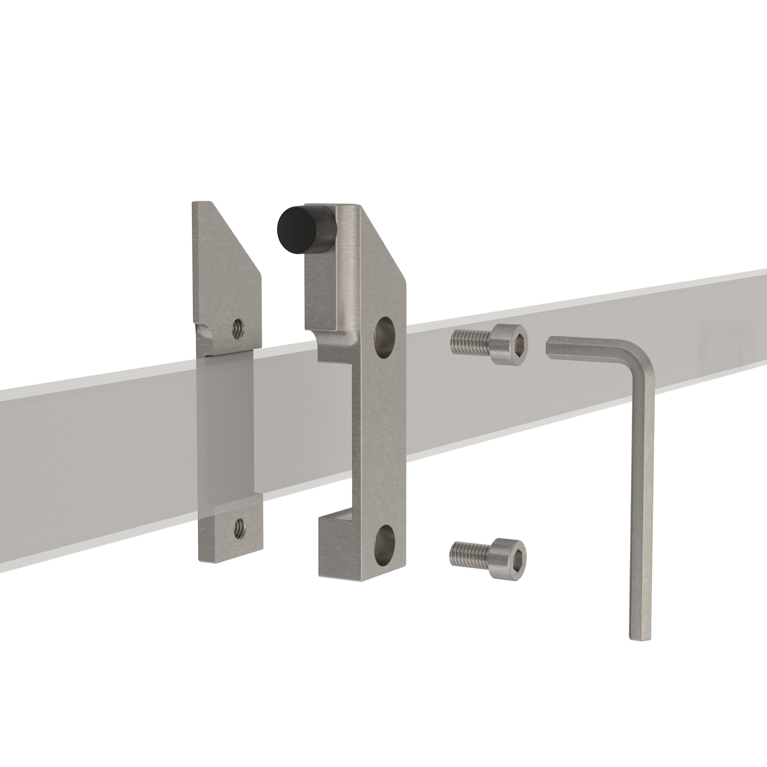 Left Door Stopper For SQ Roller System - Brushed Stainless