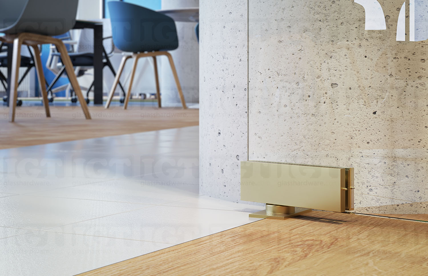 Free-Swinging Pivot For Bottom Patch Fitting - Gold Brushed